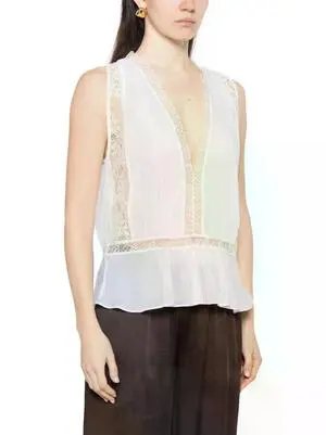 FORTE_FORTE Lace-detail Ruffled Top