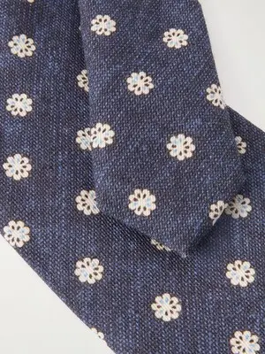 FAVOURBROOK Monmouth Floral-print Cotton And Wool-blend Tie - Blue