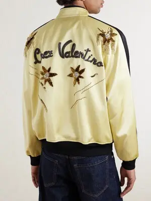 Valentino Garavani Embellished Satin Bomber Jacket