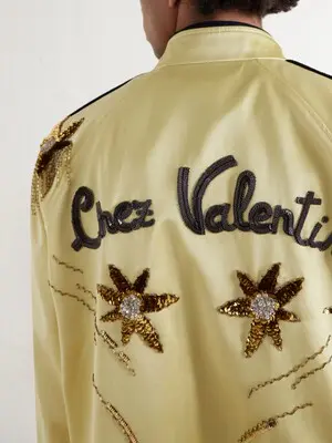 Valentino Garavani Embellished Satin Bomber Jacket