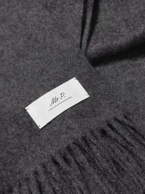 Mr P. Logo-appliquéd Fringed Cashmere Scarf