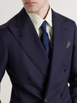 Rubinacci 9cm Shantung Silk Neck Tie - Blue