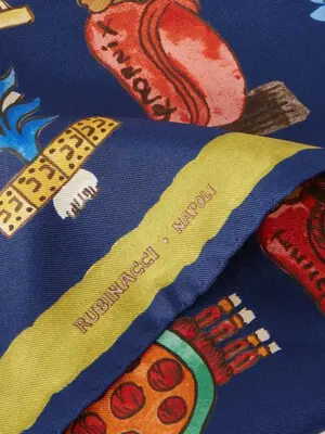 Rubinacci Printed Silk-twill Pocket Square