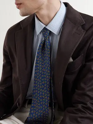 Rubinacci 9cm Printed Silk-twill Tie - Blue