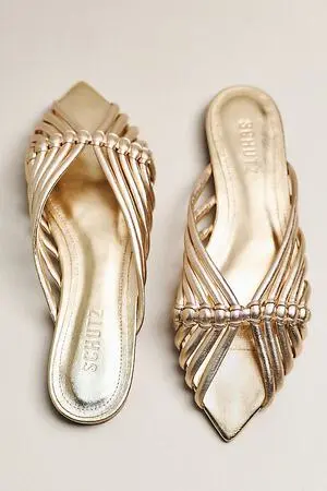 Schutz Aylen Woven Sliders - Gold
