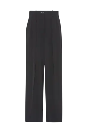 THE ROW Wool Suiting Straight Leg Pant - Black