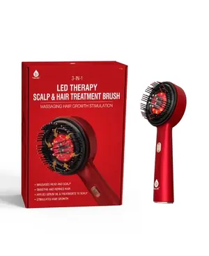 PURSONIC 3-in-1 Led Therapy Scalp & Hair Treatment Brush – Stimulate Growth Red