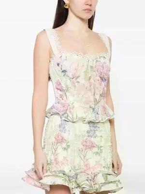 Charo Ruiz Ibiza Floral Print Ruffled Top - Neutrals