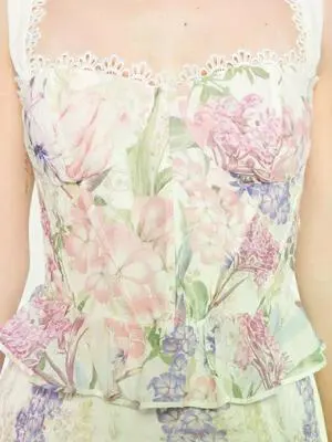 Charo Ruiz Ibiza Floral Print Ruffled Top - Neutrals