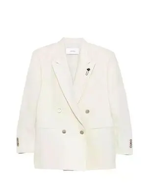 LARDINI Pin-detail Double-breasted Blazer - Neutrals