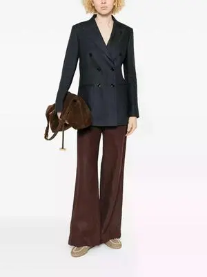 LARDINI Double-breasted Blazer With Flower Pin - Blue