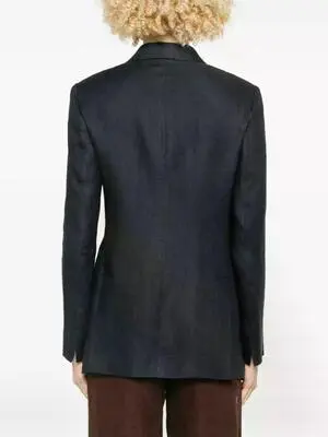 LARDINI Double-breasted Blazer With Flower Pin - Blue
