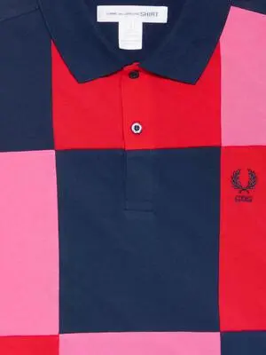 Comme Des Garçons X Fred Perry Patchwork Cotton Polo Shirt - Blue