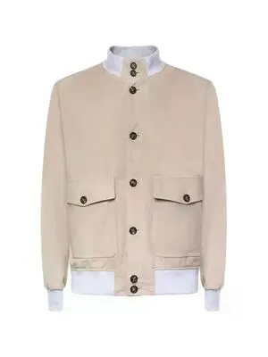 Eleventy Buttoned Leather Jacket - Neutrals