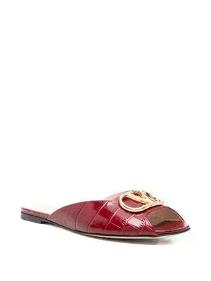 Valentino Garavani Logo-plaque Leather Sandals - Red