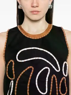 ROSANNA OCAMPO Brown-trim Sleeveless Blouse