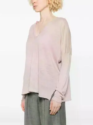 BEYOU V-neck Long Sleeve Top - Pink