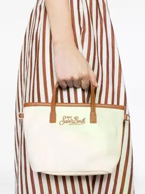 MC2 SAINT BARTH Mini Logo-embroidered Tote Bag - Neutrals