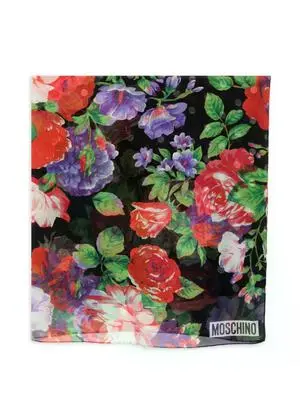 Moschino Floral-print Silk Scarf - Black