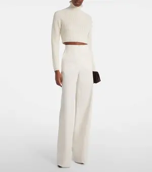 Max Mara Campo Ribbed-knit Cropped Turtleneck Sweater - White