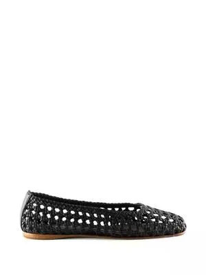 PALOMA BARCELO Round-toe Woven Ballet Flats - Black