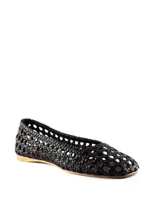 PALOMA BARCELO Round-toe Woven Ballet Flats - Black