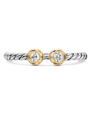 David Yurman Sterling And 18k Yellow Gold Diamond Cable Open Round Ring
