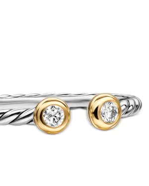 David Yurman Sterling And 18k Yellow Gold Diamond Cable Open Round Ring