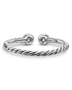 David Yurman Sterling And 18k Yellow Gold Diamond Cable Open Round Ring