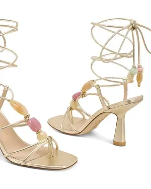 STUART WEITZMAN Majorca Strappy High Heel Sandals - Platino
