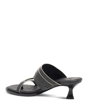 Free People Belted Leather Heel Sandals - Black Tide