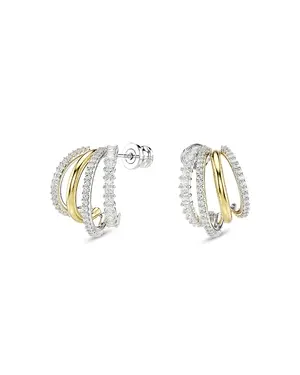 SWAROVSKI Hyperbola Multi Row Hoop Earrings - Silver/gold