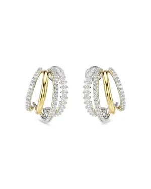 SWAROVSKI Hyperbola Multi Row Hoop Earrings - Silver/gold