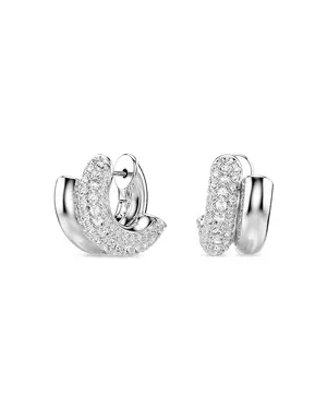 SWAROVSKI Dextera Crystal Double Row Hoop Earrings Silver