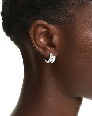 SWAROVSKI Dextera Crystal Double Row Hoop Earrings - Silver