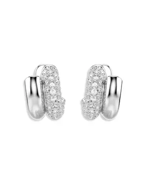 SWAROVSKI Dextera Crystal Double Row Hoop Earrings - Silver