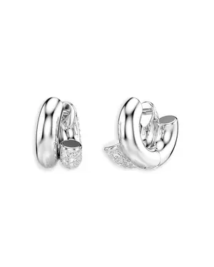 SWAROVSKI Dextera Crystal Double Row Hoop Earrings - Silver