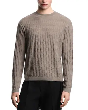 Emporio Armani Geometric Diamond Wool Pullover Sweater - Beige
