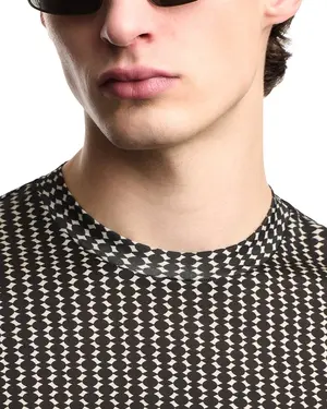 Emporio Armani Geometric Square Jacquard T-shirt - Blue