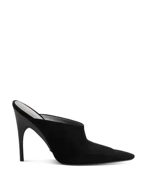 Balenciaga Duchesse Suede Mule Pumps - Noir Multi