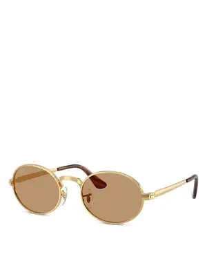Ray-ban Oval Sunglasses 54mm - Gold/brown