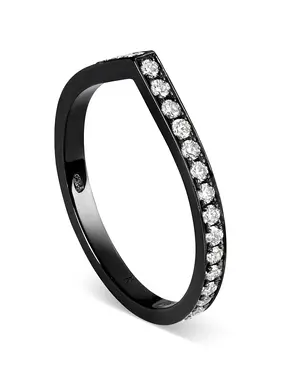 REPOSSI 18k Gold Antifer Diamond V Shape Ring - Black