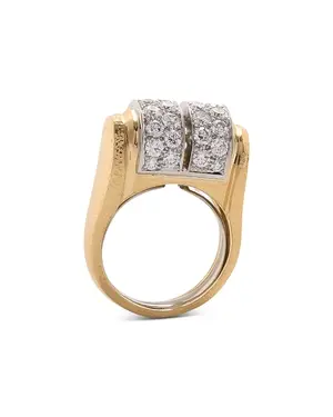 David Webb Diamond Twin Arches 57th Street Ring - Gold