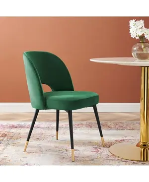 MODWAY Rouse Performance Velvet Dining Side Chair - Emerald