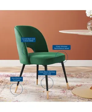 MODWAY Rouse Performance Velvet Dining Side Chair - Emerald