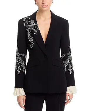 Cinq À Sept Cascading Ribbon Cheyenne Blazer - Black/ivory