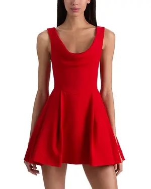 Alice + Olivia Estrella Drape Flare Dress - Chilli Pepper