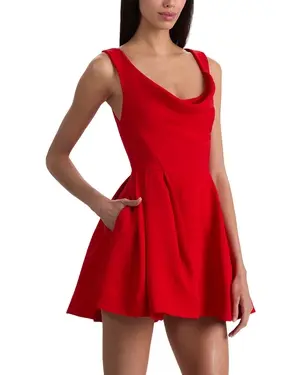 Alice + Olivia Estrella Drape Flare Dress - Chilli Pepper