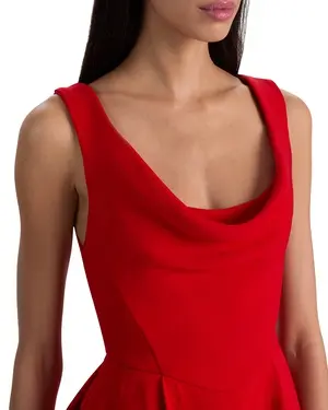 Alice + Olivia Estrella Drape Flare Dress - Chilli Pepper