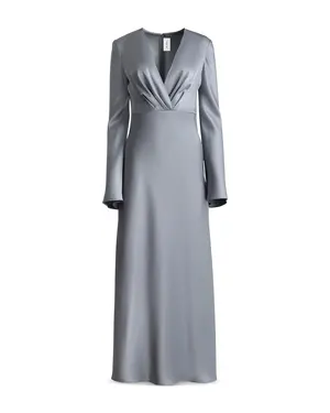 St. John Satin Deep V Crossover Dress
